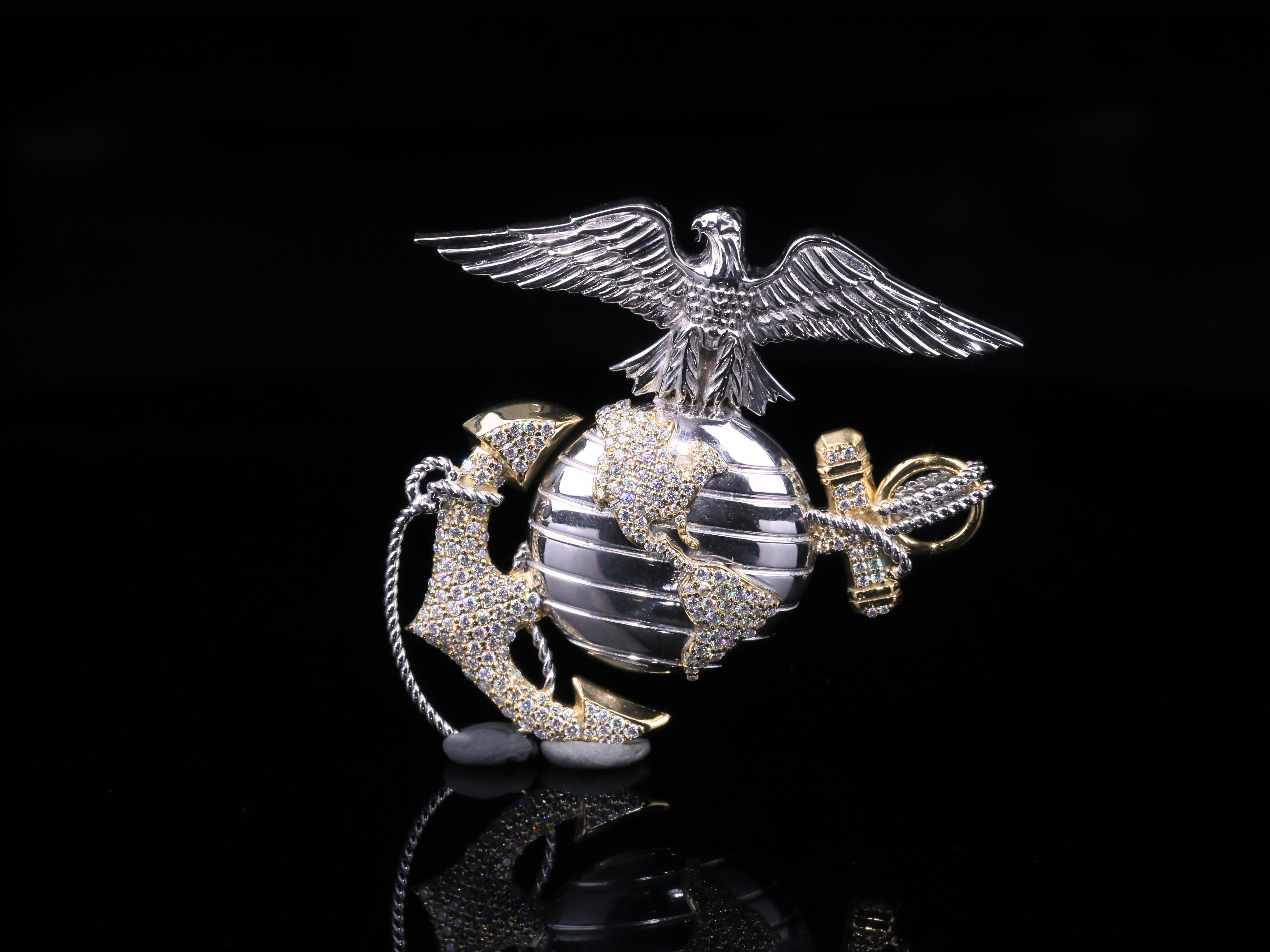 Eagle Globe Anchor Diamond Pendant | Gold & Silver – ice luxury